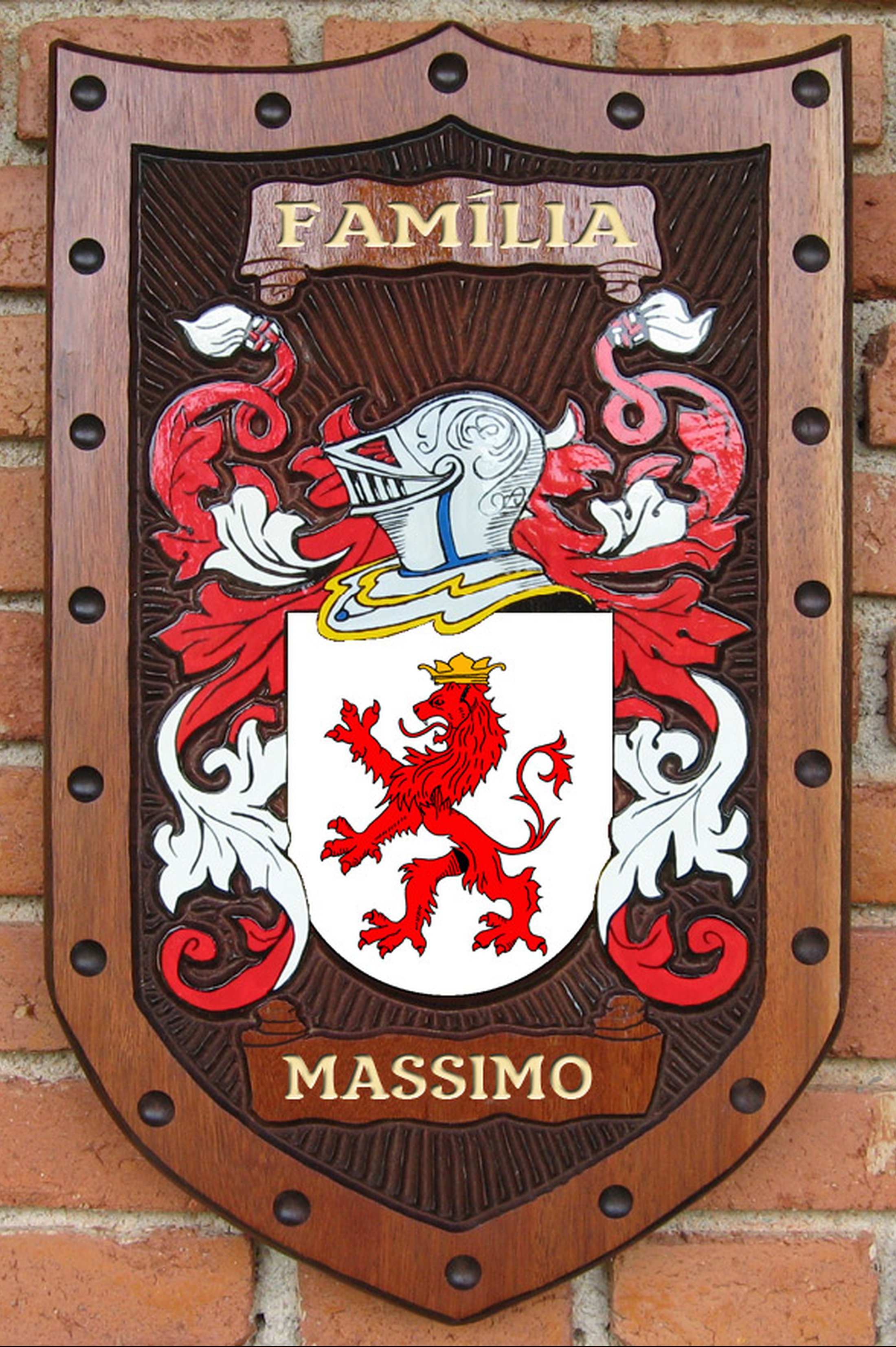 Brasão da família Massimo - entalhado em Madeira - Pica-pau Entalhes ...
